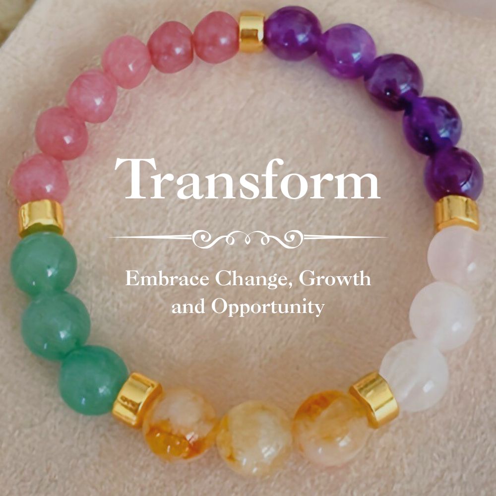 Transformation Bracelet – Amethyst, Rose Quartz, White Jade, Green Ave ...